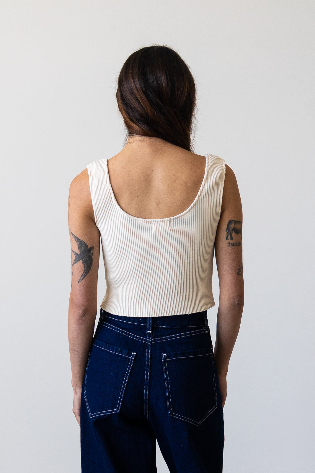 Ribbed Knit U-Neck Tank in Cream – Waltz